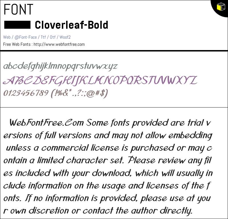 Cloverleaf-Bold Fonts Downloads - WebFontFree.Com