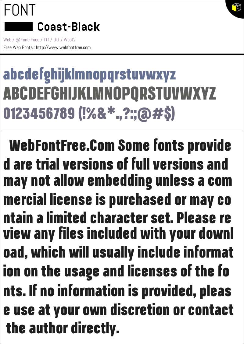Coast Black Fonts Downloads - WebFontFree.Com