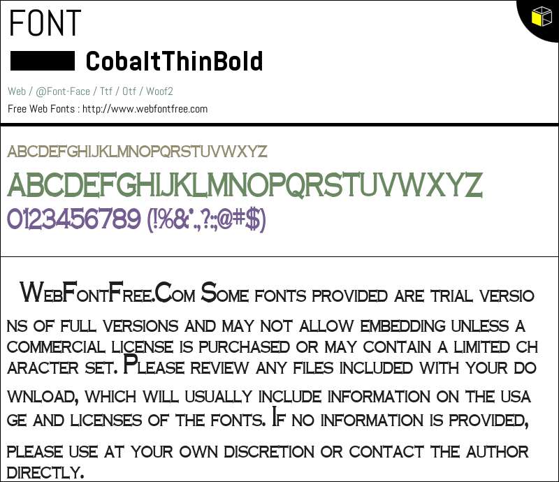 Cobalt Thin Bold Fonts Downloads - WebFontFree.Com