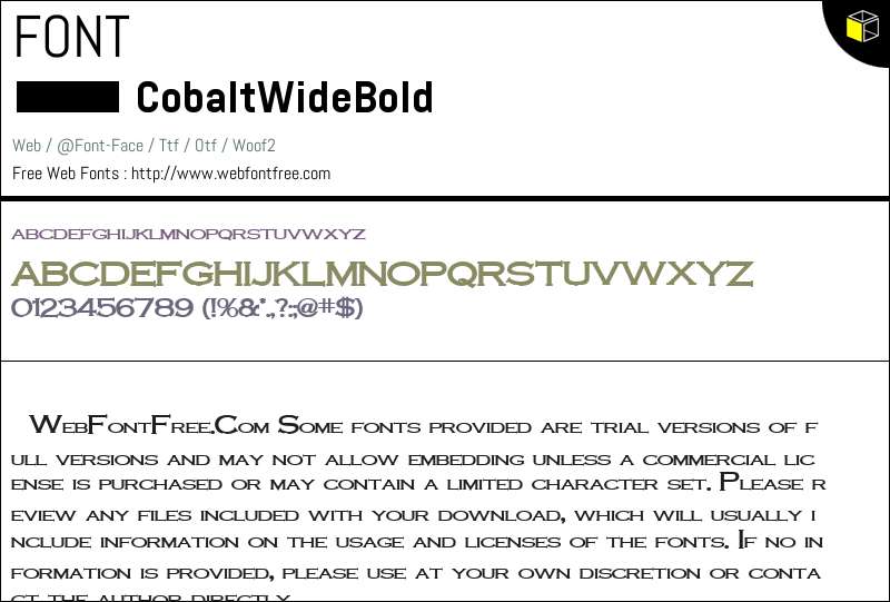 Cobalt Wide Bold Fonts Downloads - WebFontFree.Com