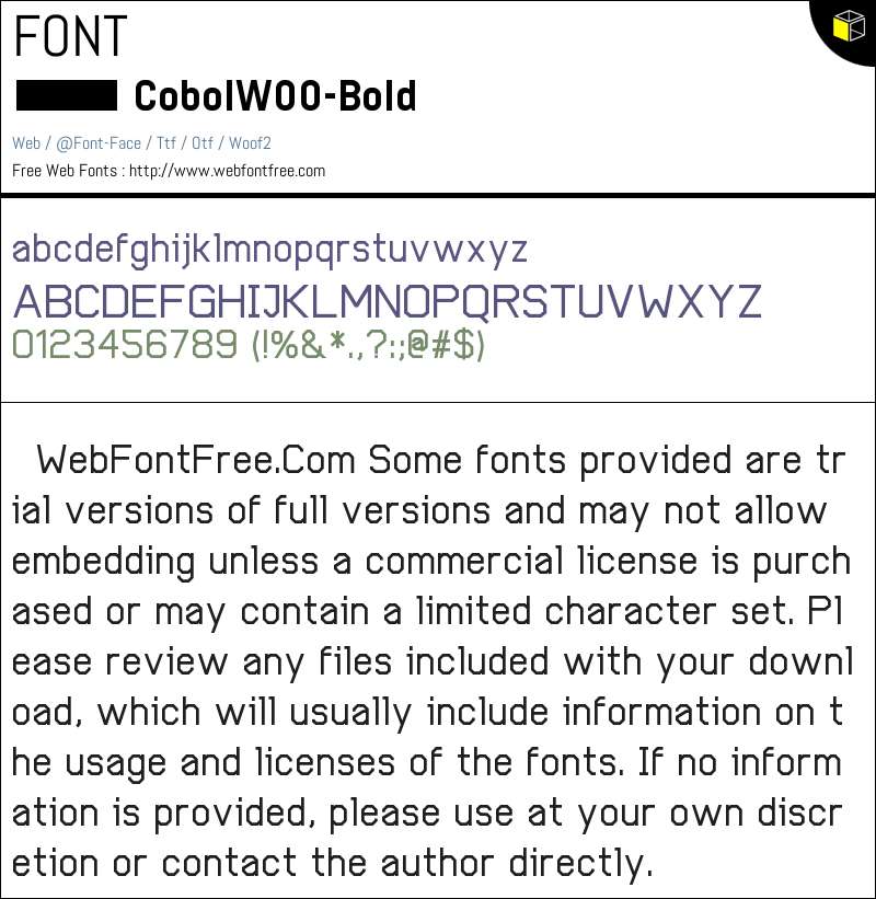 Cobol W00 Bold Fonts Downloads - WebFontFree.Com