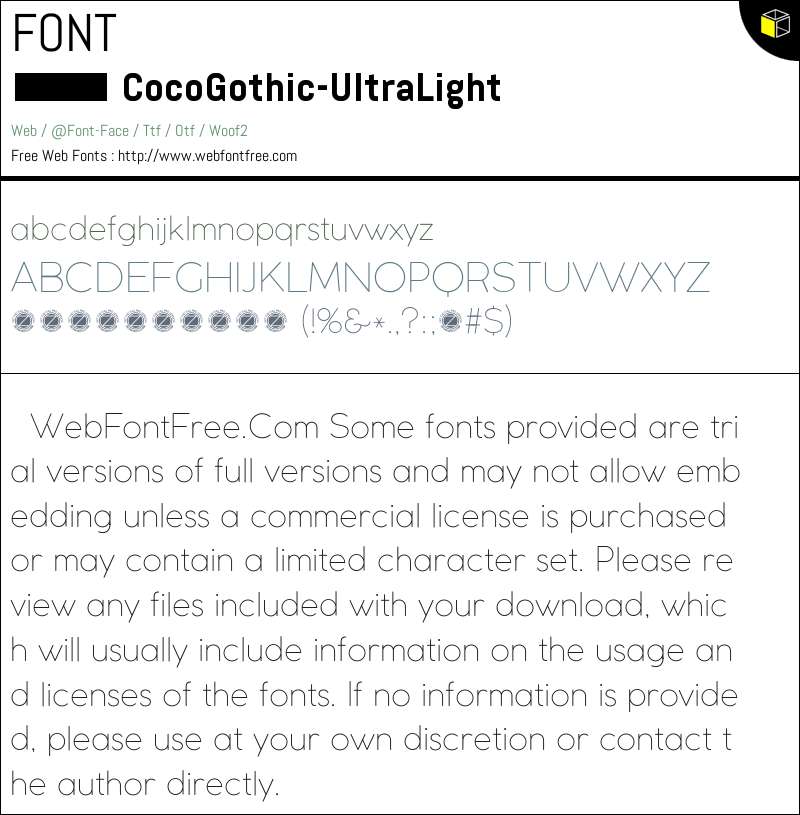Coco Gothic UltraLight 字体 下载 - WebFontFree.Com