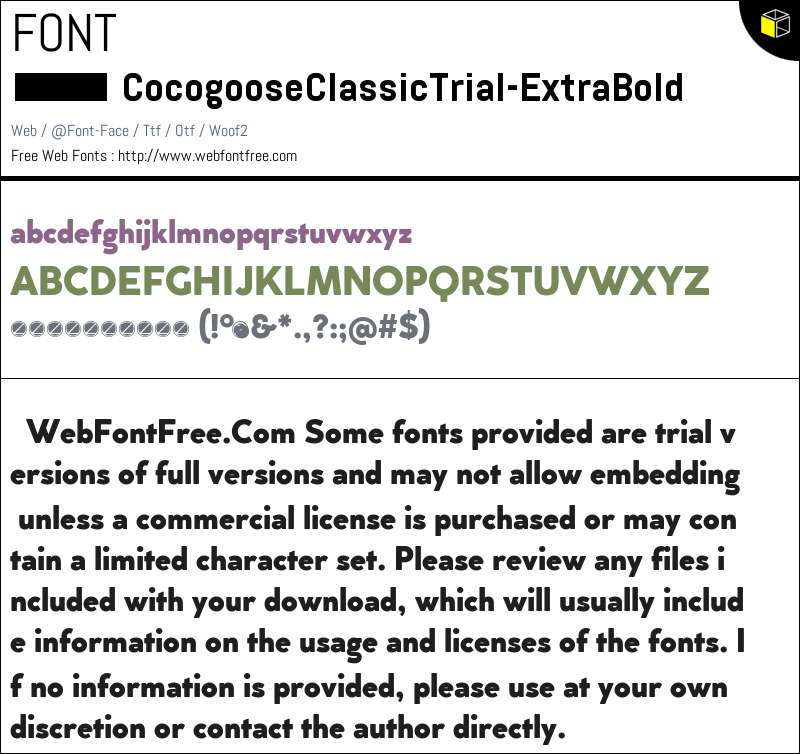 Cocogoose Classic Trial ExtraBold Fonts Downloads - WebFontFree.Com