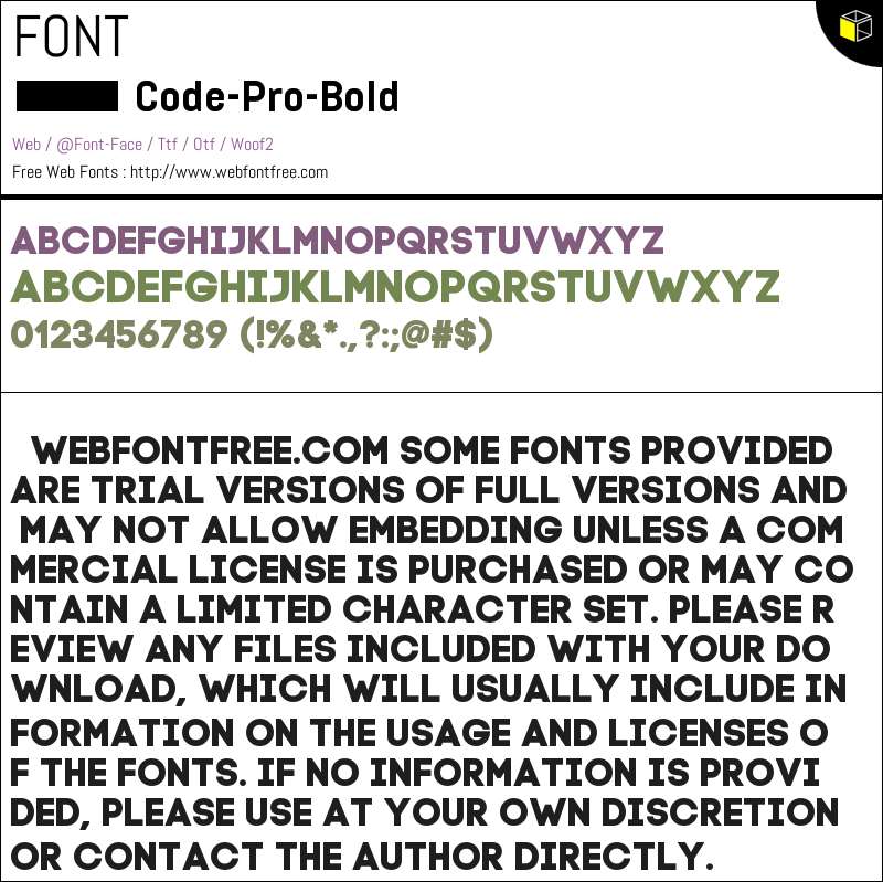 Code-Pro-Bold Fonts Downloads - WebFontFree.Com