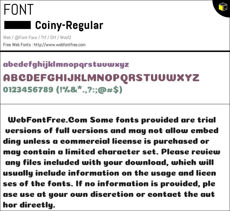 Coiny Regular 字体 下载 - WebFontFree.Com