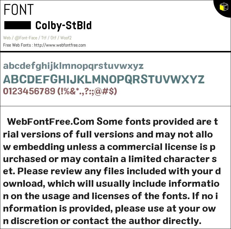 Colby Bold Fonts Downloads - WebFontFree.Com