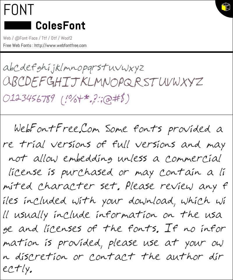 ColesFont Fonts Downloads - WebFontFree.Com
