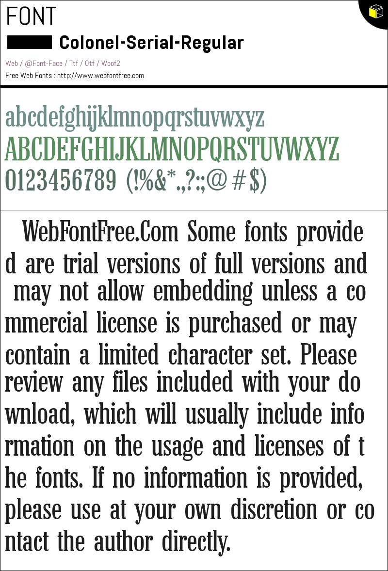 Colonel-Serial-Regular DB Fonts Downloads - WebFontFree.Com