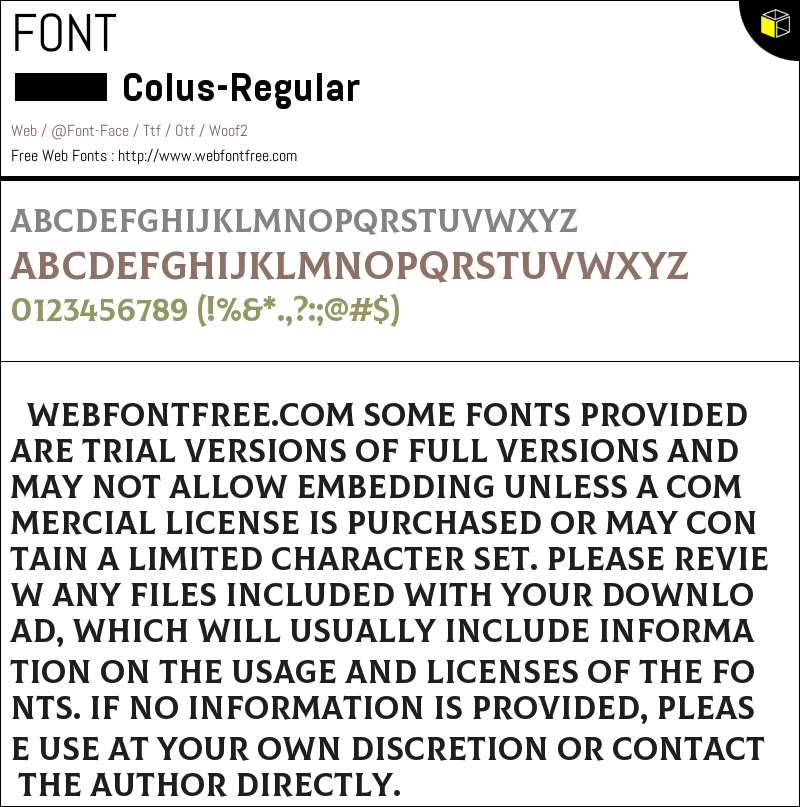 Colus Regular 字体 下载 - WebFontFree.Com