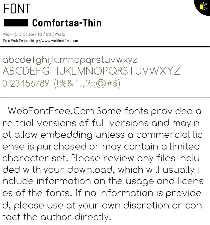 Comfortaa Thin Fonts Downloads - WebFontFree.Com