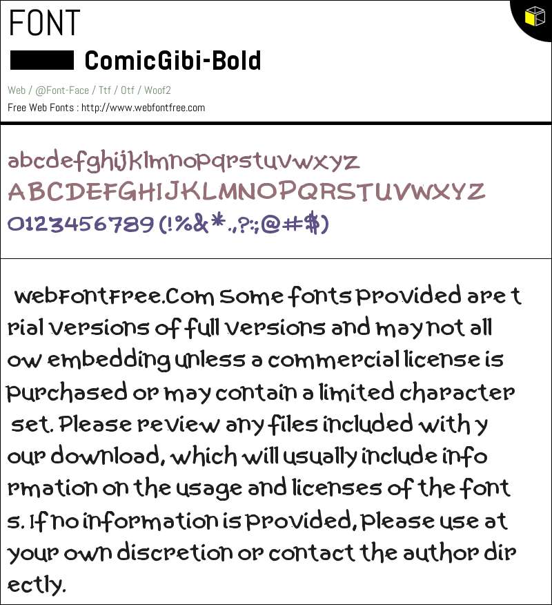 Comic Gibi Bold Fonts Downloads - WebFontFree.Com