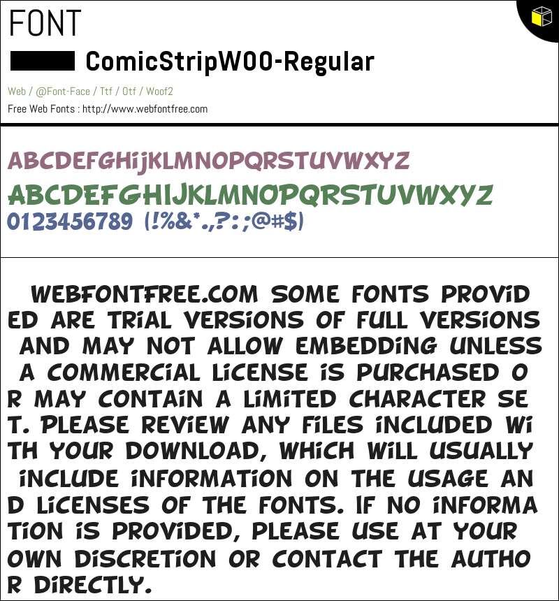 Comic Strip W00 Regular Fonts Downloads - WebFontFree.Com