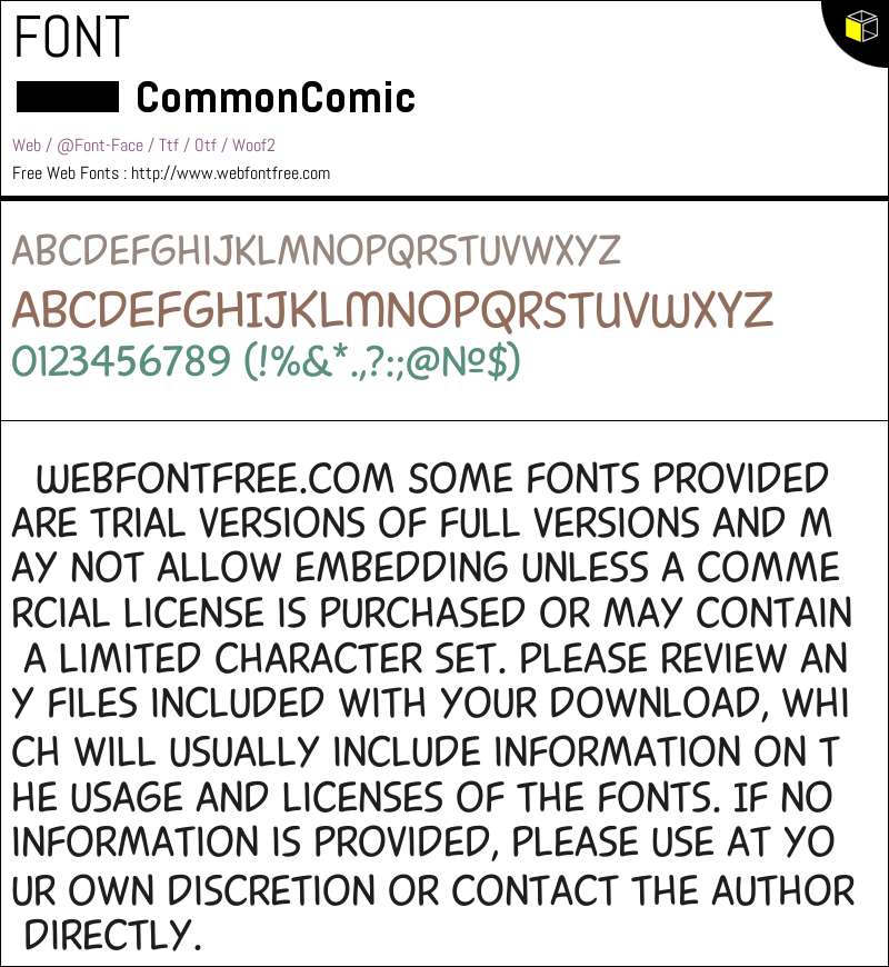 CommonComic Fonts Downloads - WebFontFree.Com