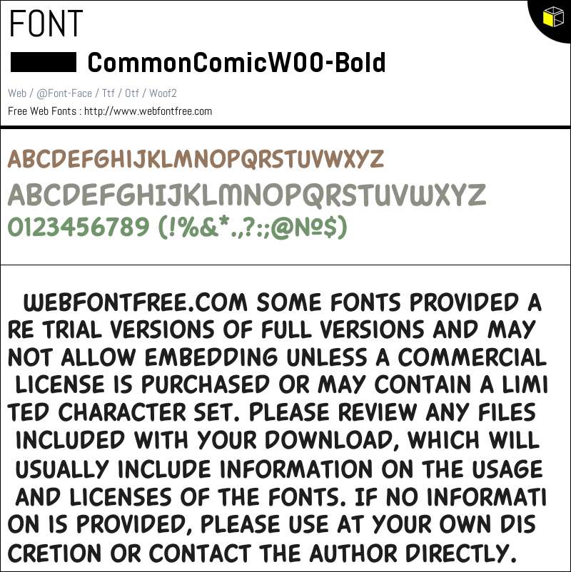 Common Comic W00 Bold Fonts Downloads - WebFontFree.Com