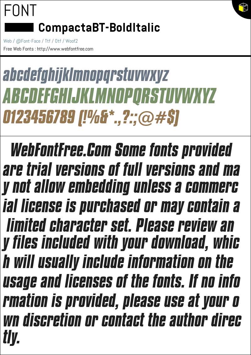 Compacta Bold Italic BT Fuentes Descargar - WebFontFree.Com