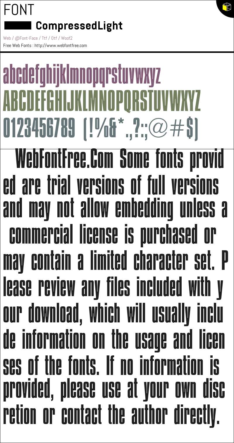 Compressed-Light-Regular Fonts Downloads - WebFontFree.Com