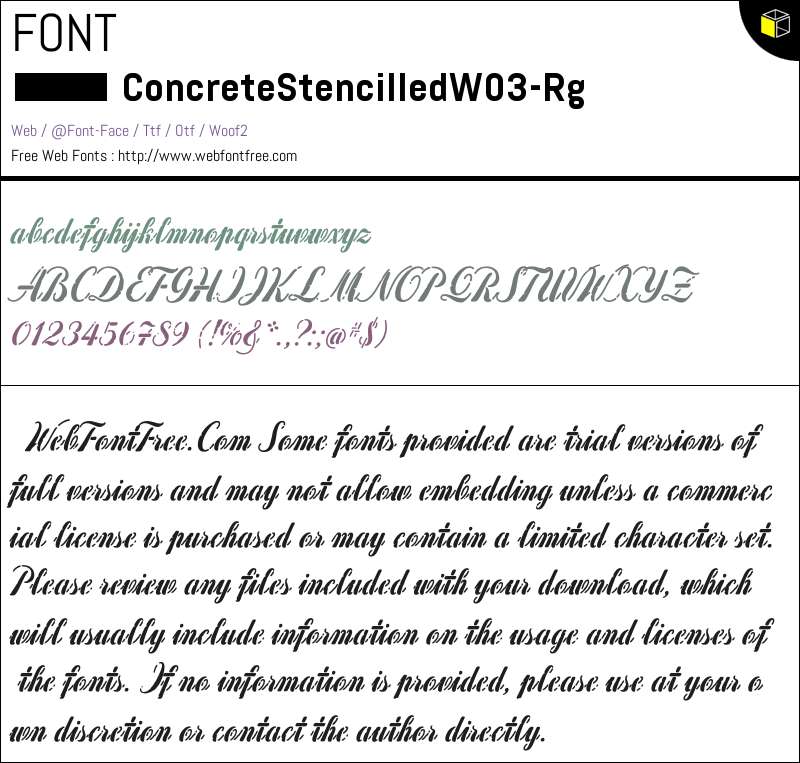 Concrete Stencilled W03 Regular Fonts Downloads - WebFontFree.Com