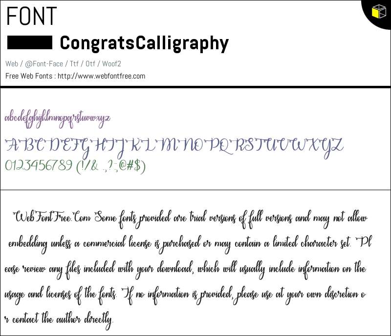 Congrats Calligraphy Fonts Downloads - WebFontFree.Com