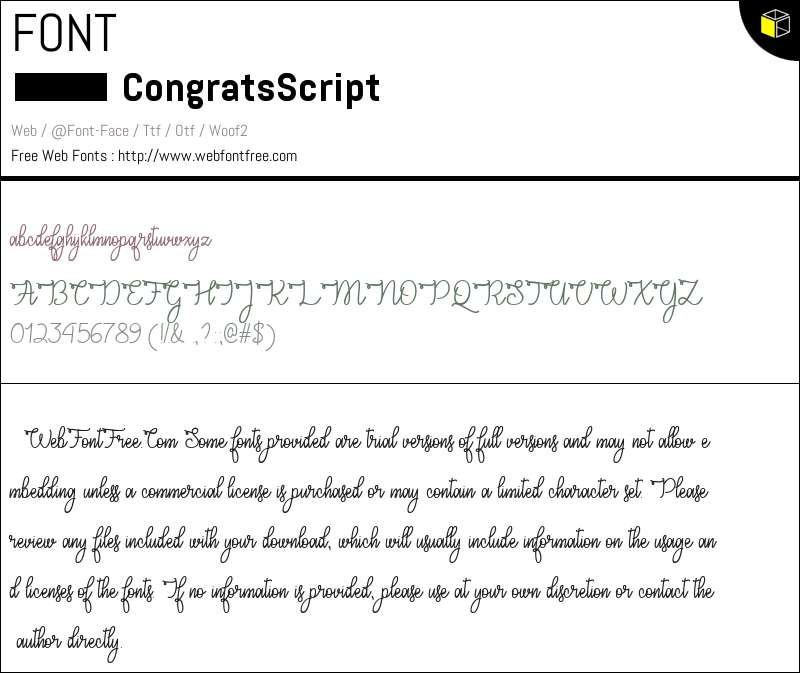 Congrats Script Fonts Downloads - WebFontFree.Com