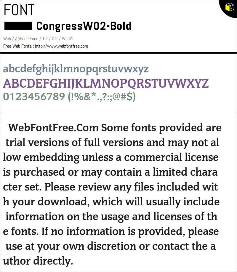 Congress W02 Bold Fonts Downloads - WebFontFree.Com