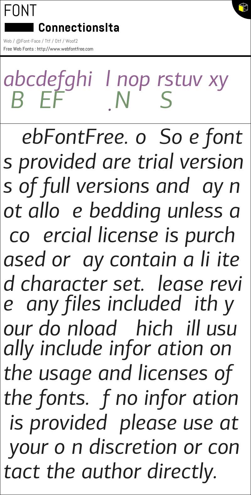 ConnectionsIta Fonts Downloads - WebFontFree.Com