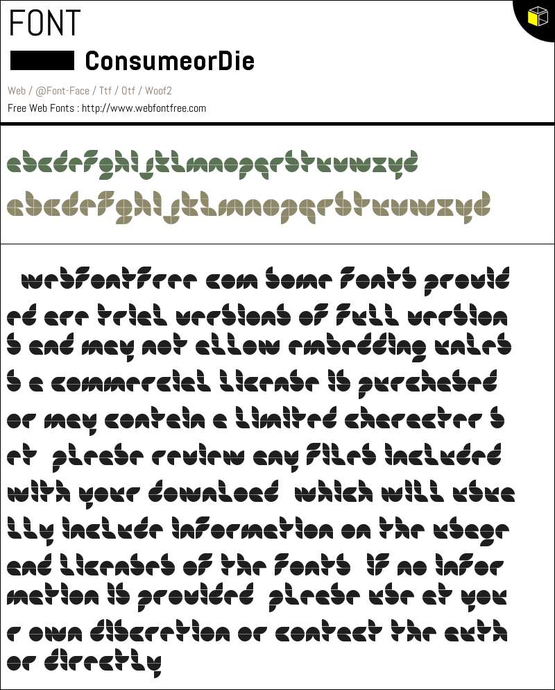 Consume or Die Fonts Downloads - WebFontFree.Com