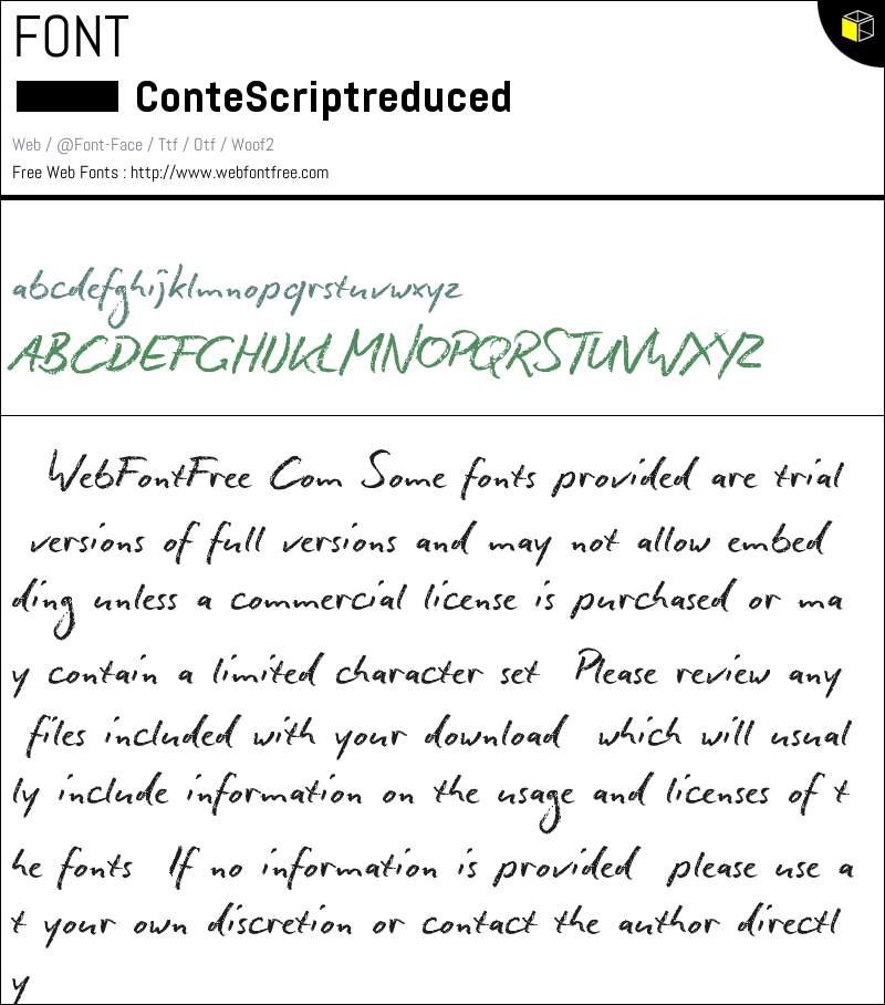 ConteScriptreduced Fonts Downloads - WebFontFree.Com