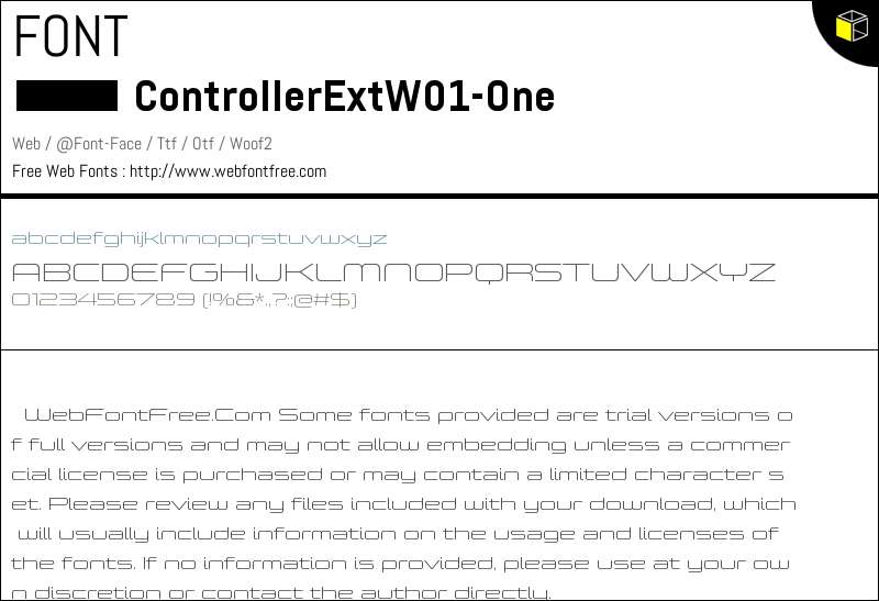 Controller Ext W01 One Fonts Downloads - WebFontFree.Com
