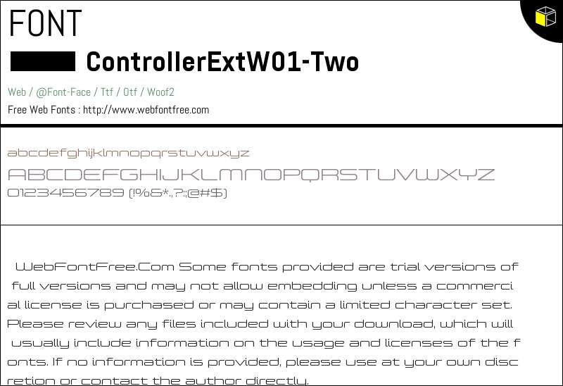 Controller Ext W01 Two Fonts Downloads - WebFontFree.Com