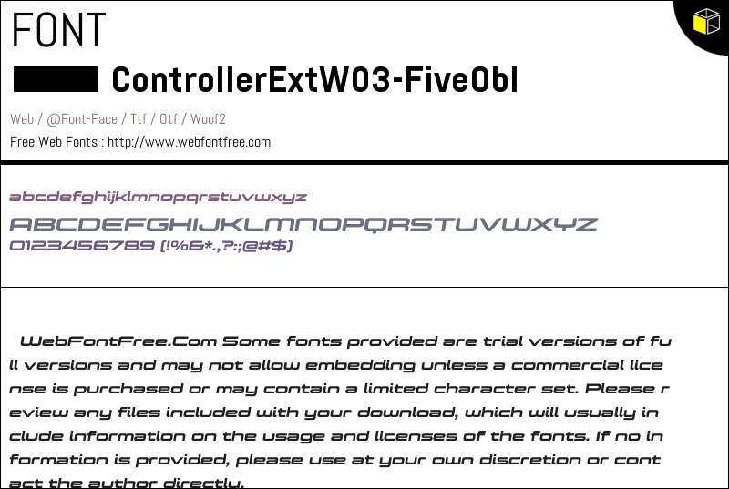 Controller Ext W03 Five Oblique Fonts Downloads - WebFontFree.Com
