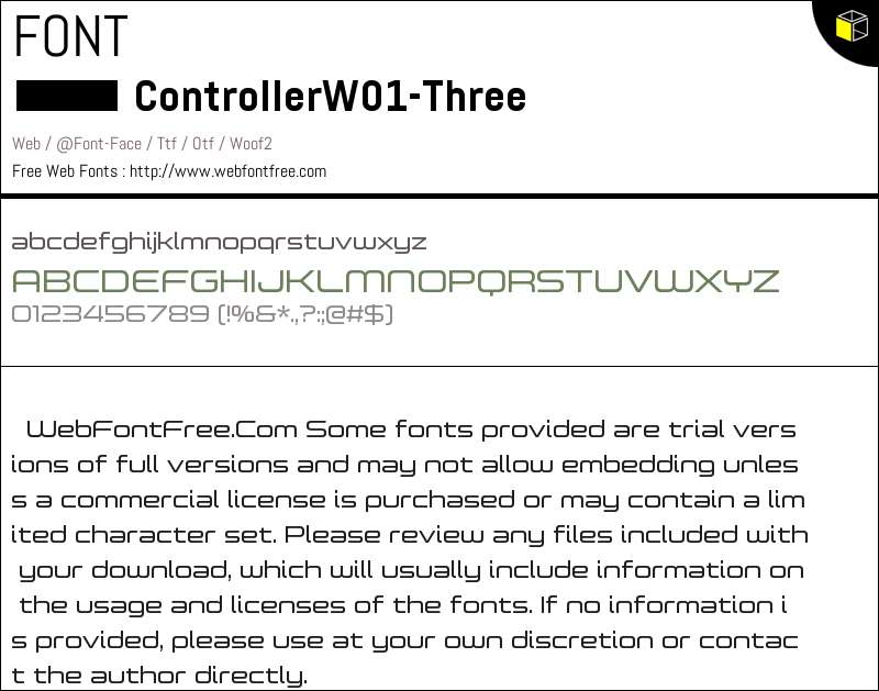 Controller W01 Three Fonts Downloads - WebFontFree.Com
