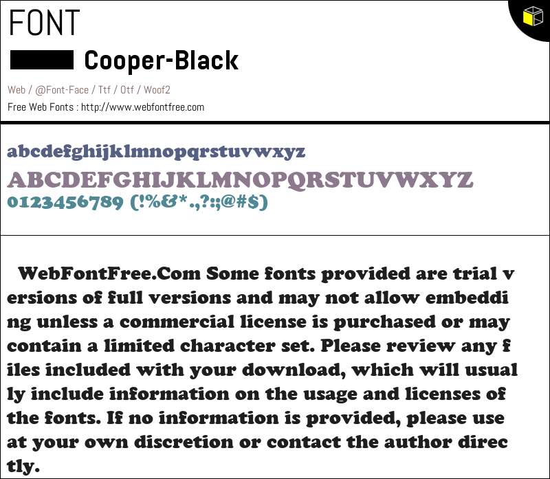 Cooper Black 字体 下载 - WebFontFree.Com