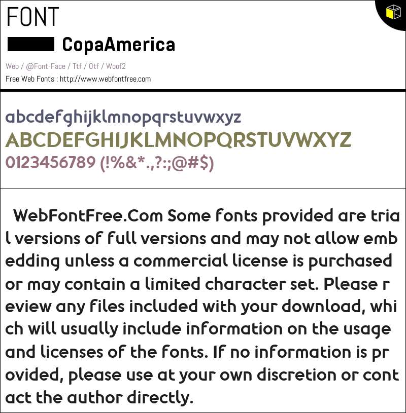 Copa America Regular Fonts Downloads - WebFontFree.Com