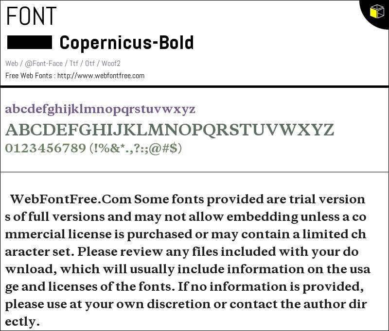 Copernicus-Bold Fonts Downloads - WebFontFree.Com