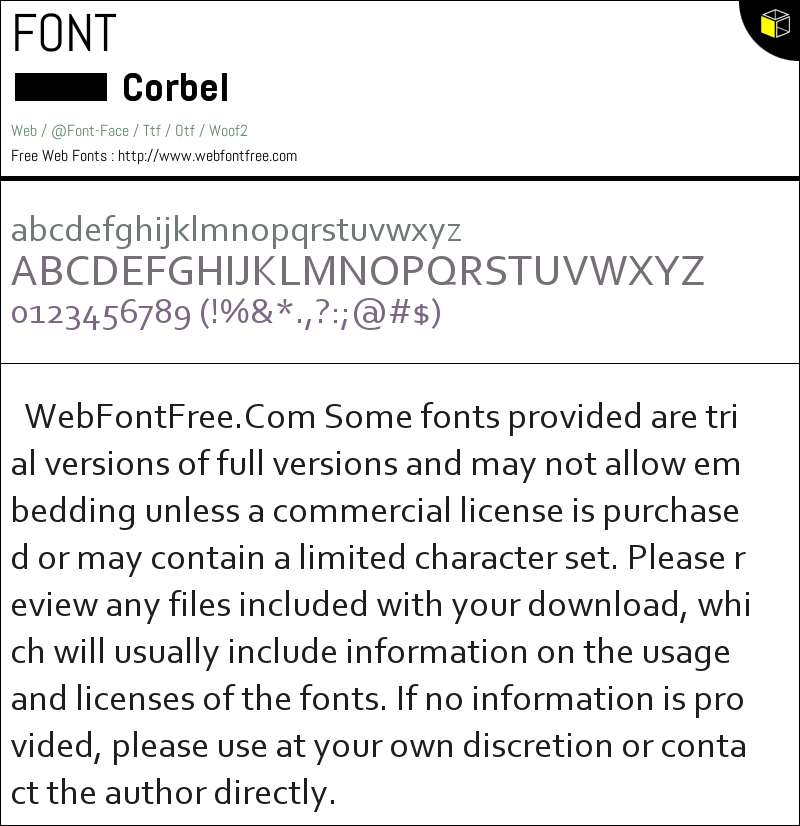 Corbel Fonts Downloads - WebFontFree.Com