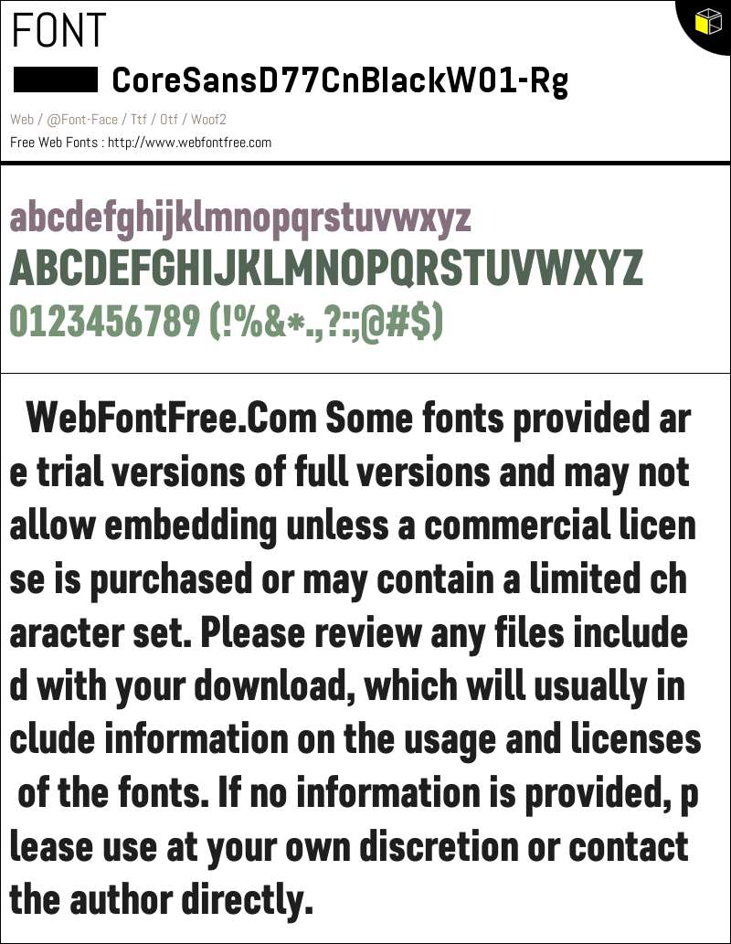 Core Sans D 77 Cn Black W01 Rg Fonts Downloads - WebFontFree.Com