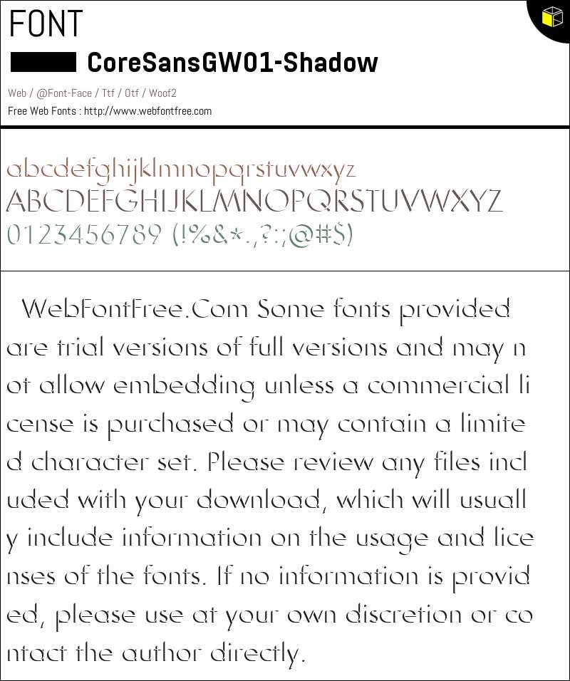 Core Sans G W01 Shadow Fonts Downloads - WebFontFree.Com