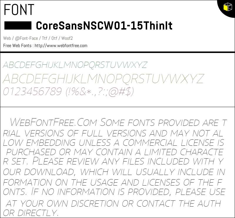 Core Sans N SC W01 15 Thin It Fonts Downloads - WebFontFree.Com