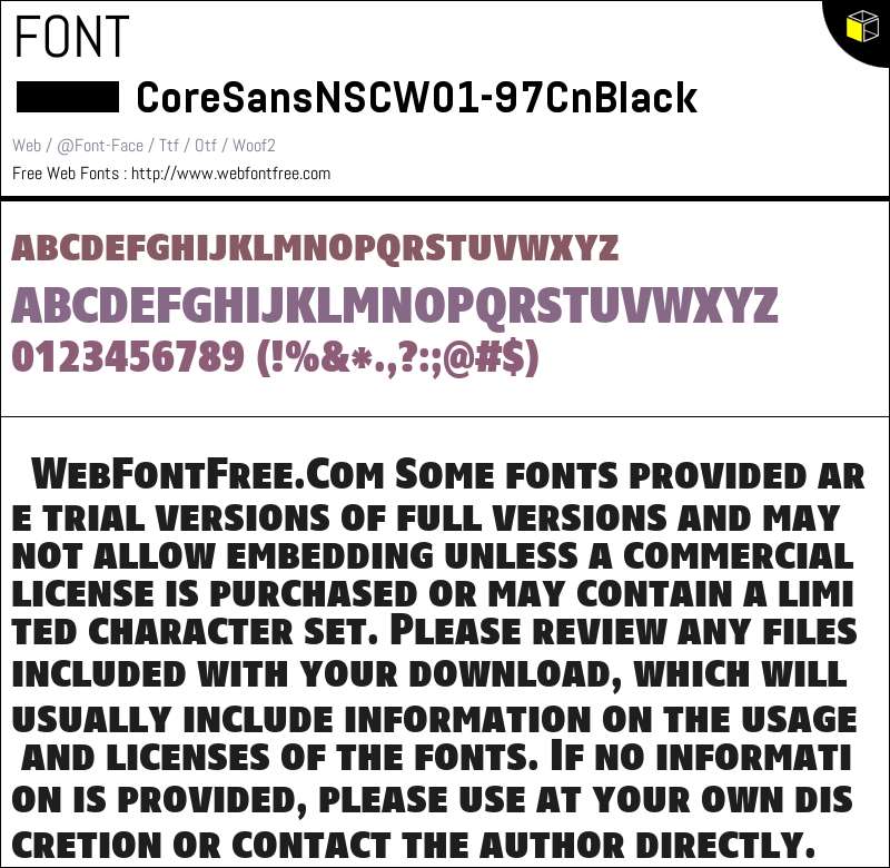 Core Sans N SC W01 97 Cn Black Fonts Downloads - WebFontFree.Com
