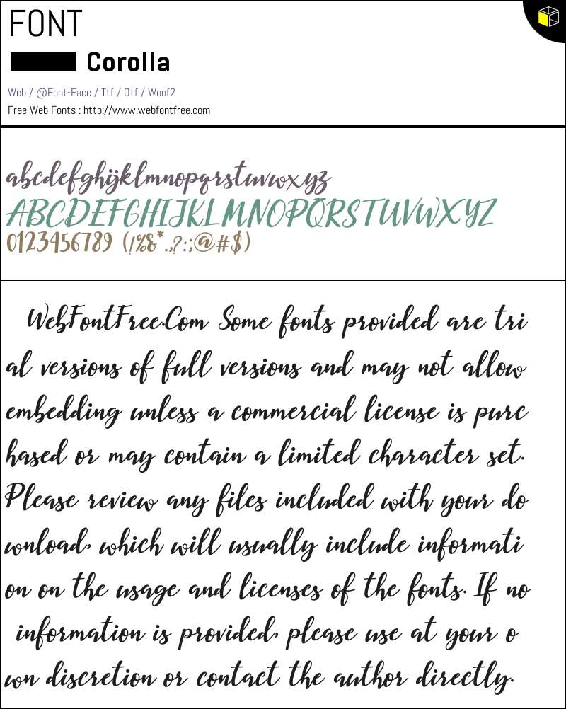 Corolla Fonts Downloads - WebFontFree.Com