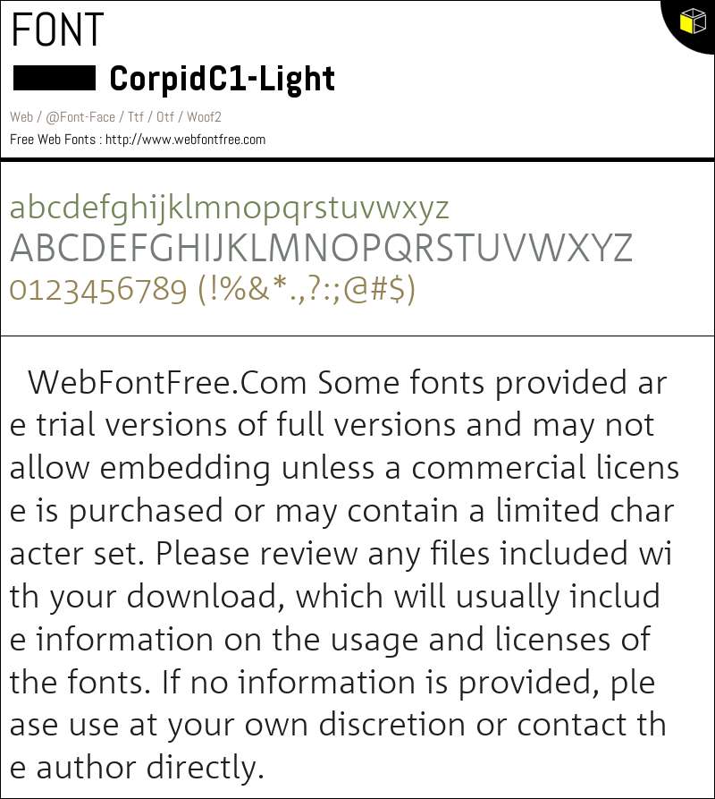 Corpid C1 Light Regular Fonts Downloads - WebFontFree.Com