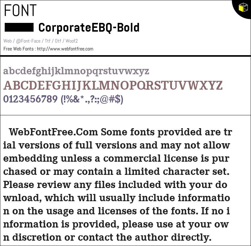 Corporate E Bold Fonts Downloads - WebFontFree.Com