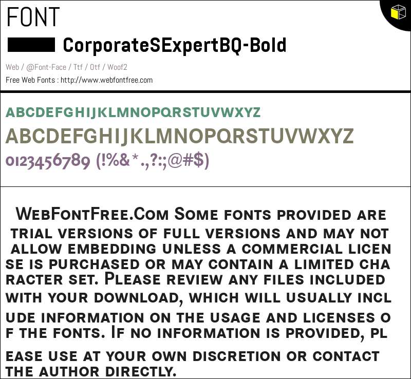Corporate S Expert Bold Fonts Downloads - WebFontFree.Com