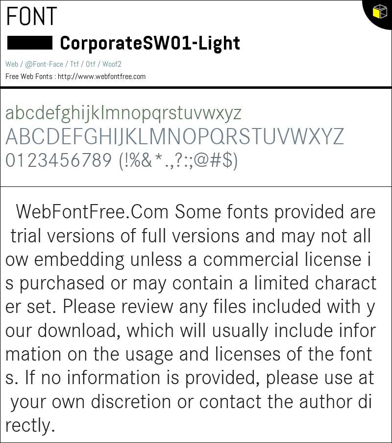 Corporate S W01 Light Fonts Downloads - WebFontFree.Com
