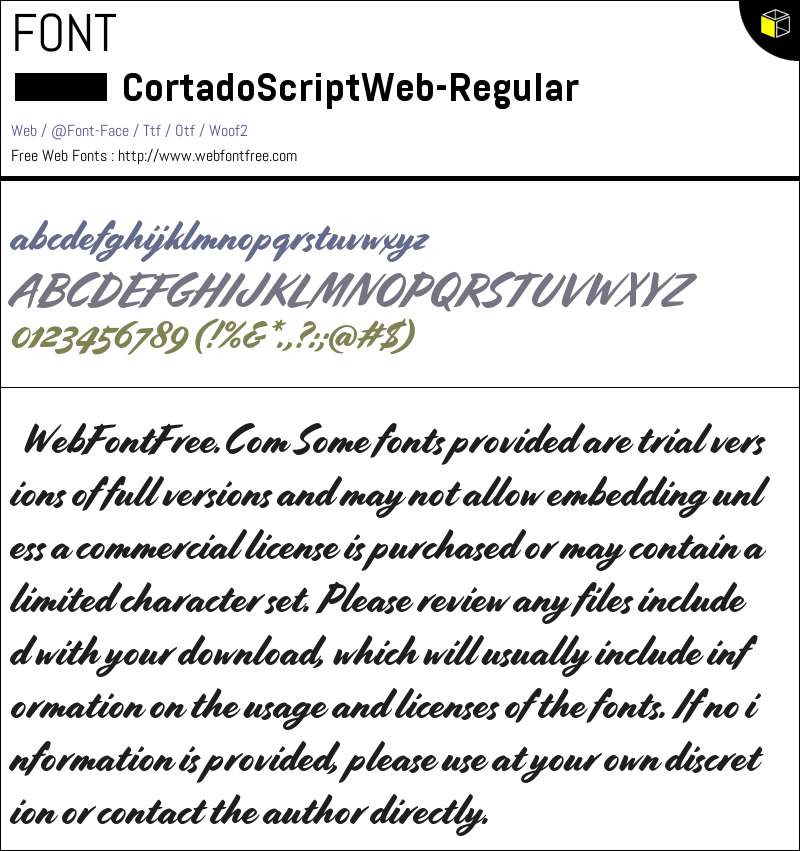 Cortado Script Web Regular Fonts Downloads - WebFontFree.Com
