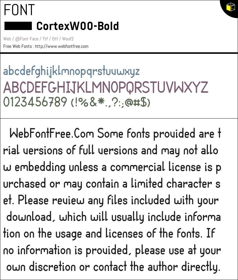 Cortex W00 Bold Fonts Downloads - WebFontFree.Com