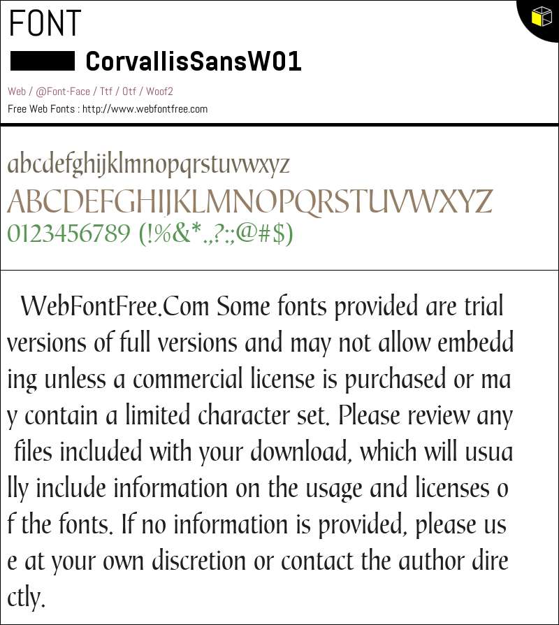 Corvallis Sans W01 Fonts Downloads - WebFontFree.Com