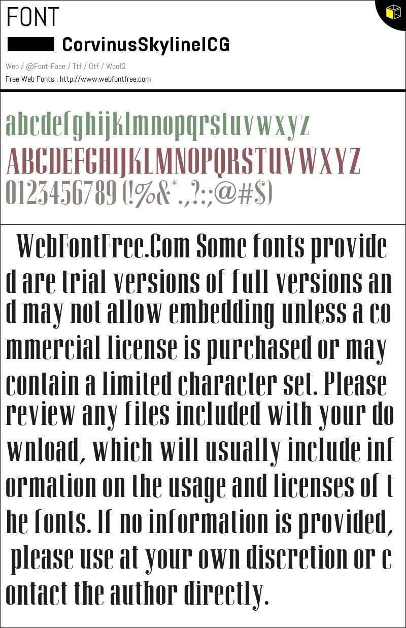 Corvinus Skyline ICG Fonts Downloads - WebFontFree.Com
