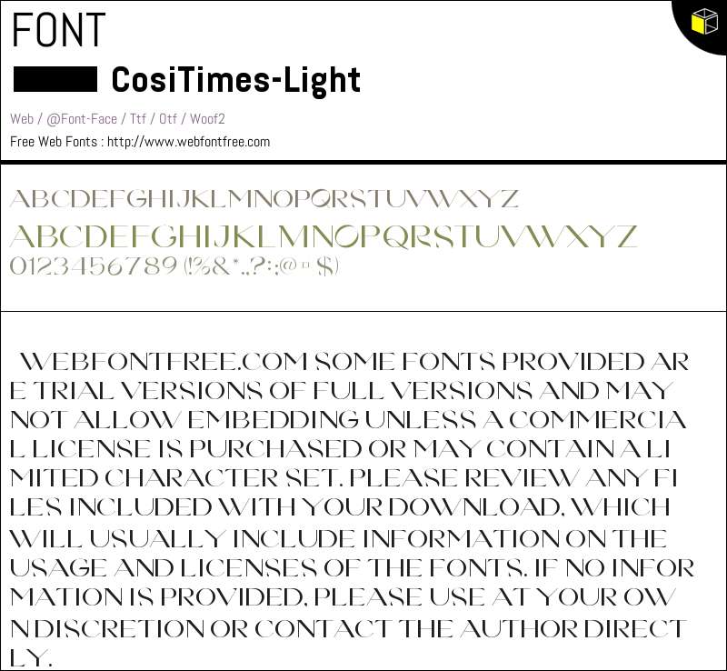 Cosi Times Light Fonts Downloads - WebFontFree.Com