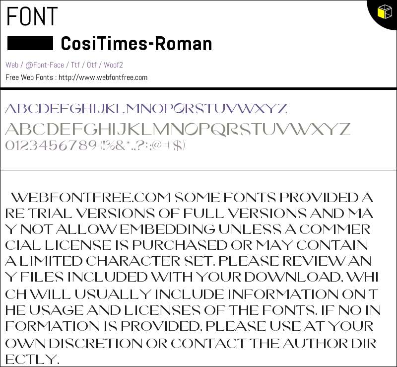 Cosi Times Roman Fonts Downloads - WebFontFree.Com